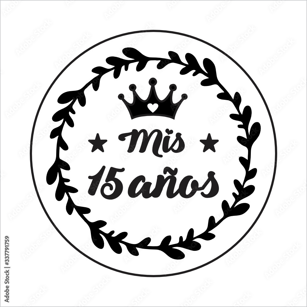 MIS 15 AÑOS DISEÑO FLORAL CON CORONA YCORAZÓN Y ESTRELLAS Stock Vector ...