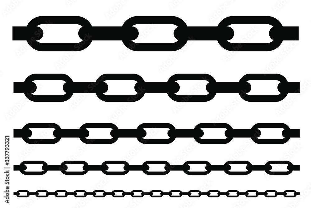 Simple Vector, Silhouette 5 Different Size Horizontal Seamless chain ...