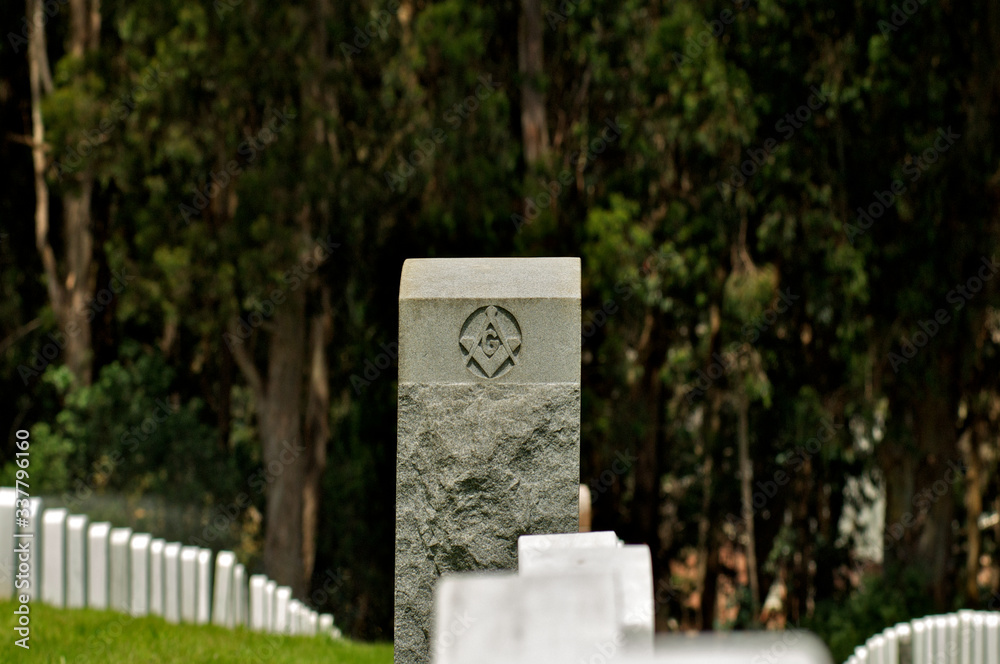 Masonic grave marker, Presidio National Cemetery, San Francisco ...