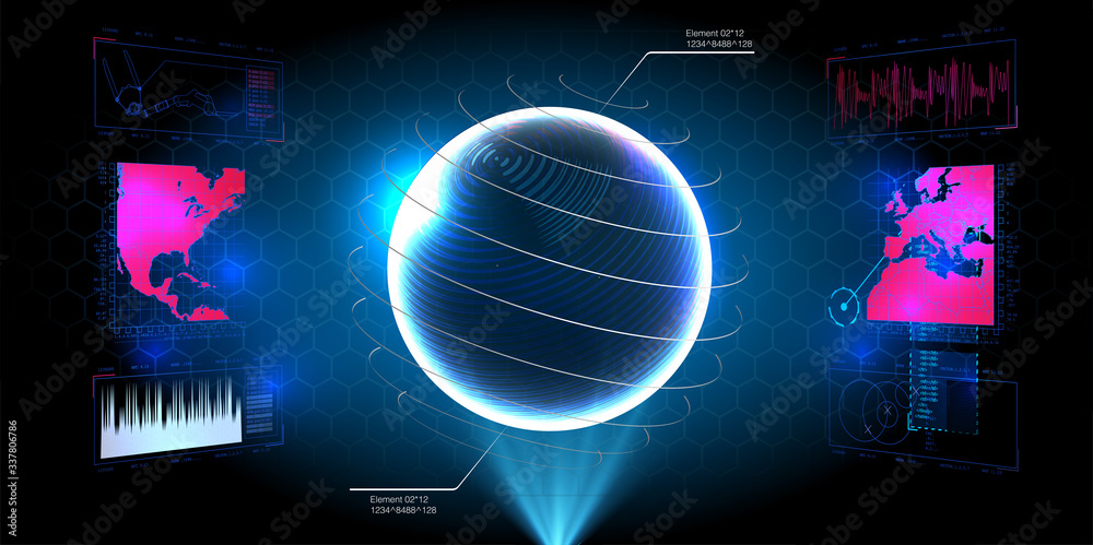Futuristic Vector HUD Interface Screen Design. Digital callouts titles ...