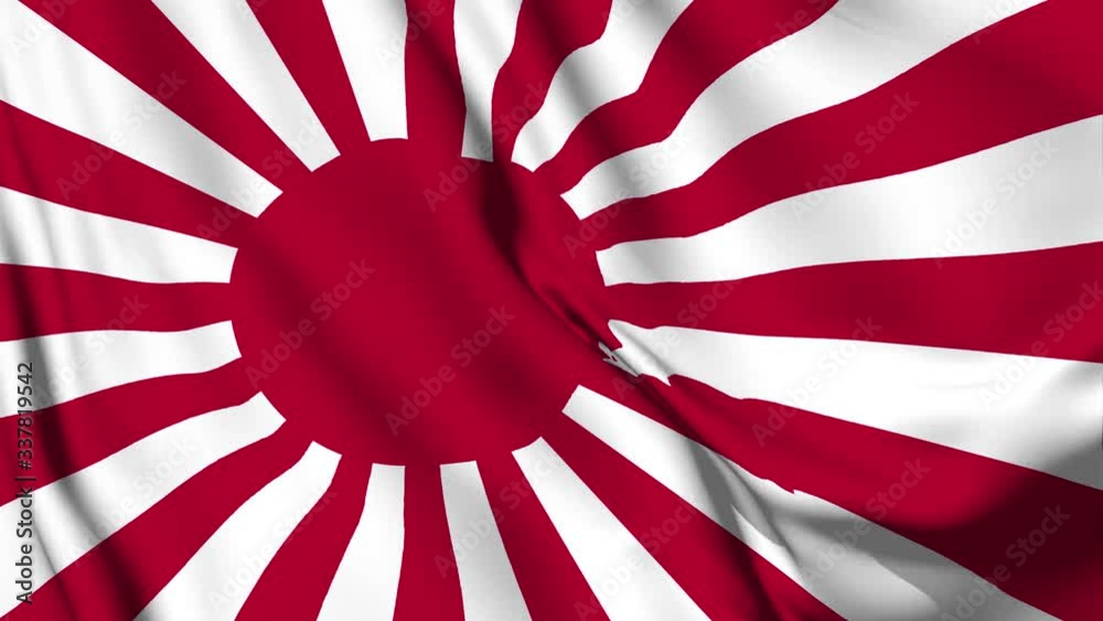 Rising Sun Flag Japanese waving 3D animation. Ja flag waving in the ...