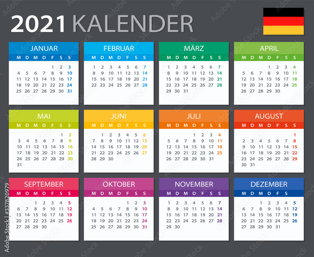 2021 Calendar - vector illustration. German version Stock Vector ... 2021 Calendar - vector illustration. German version Stock Vector ...