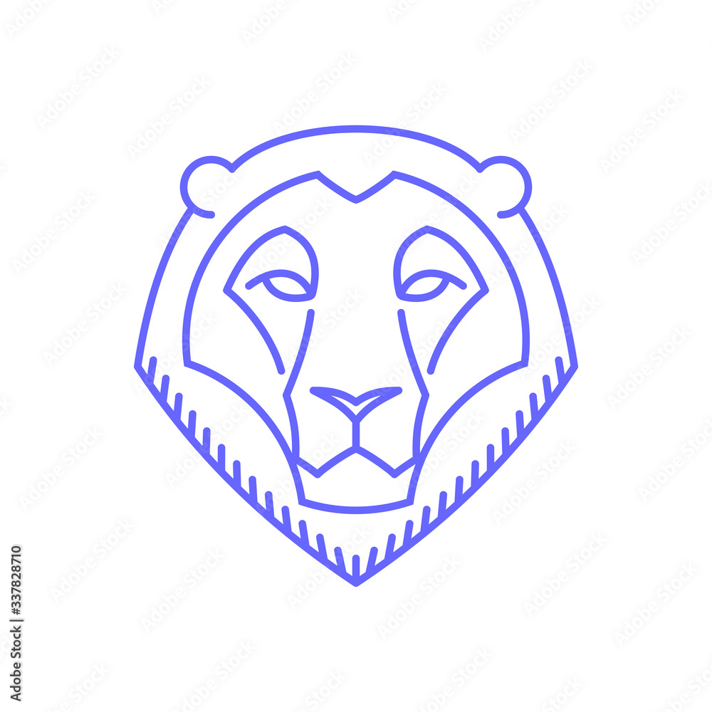 Leo star sign Lion astrological symbol, logo, emblem. Thin line ...