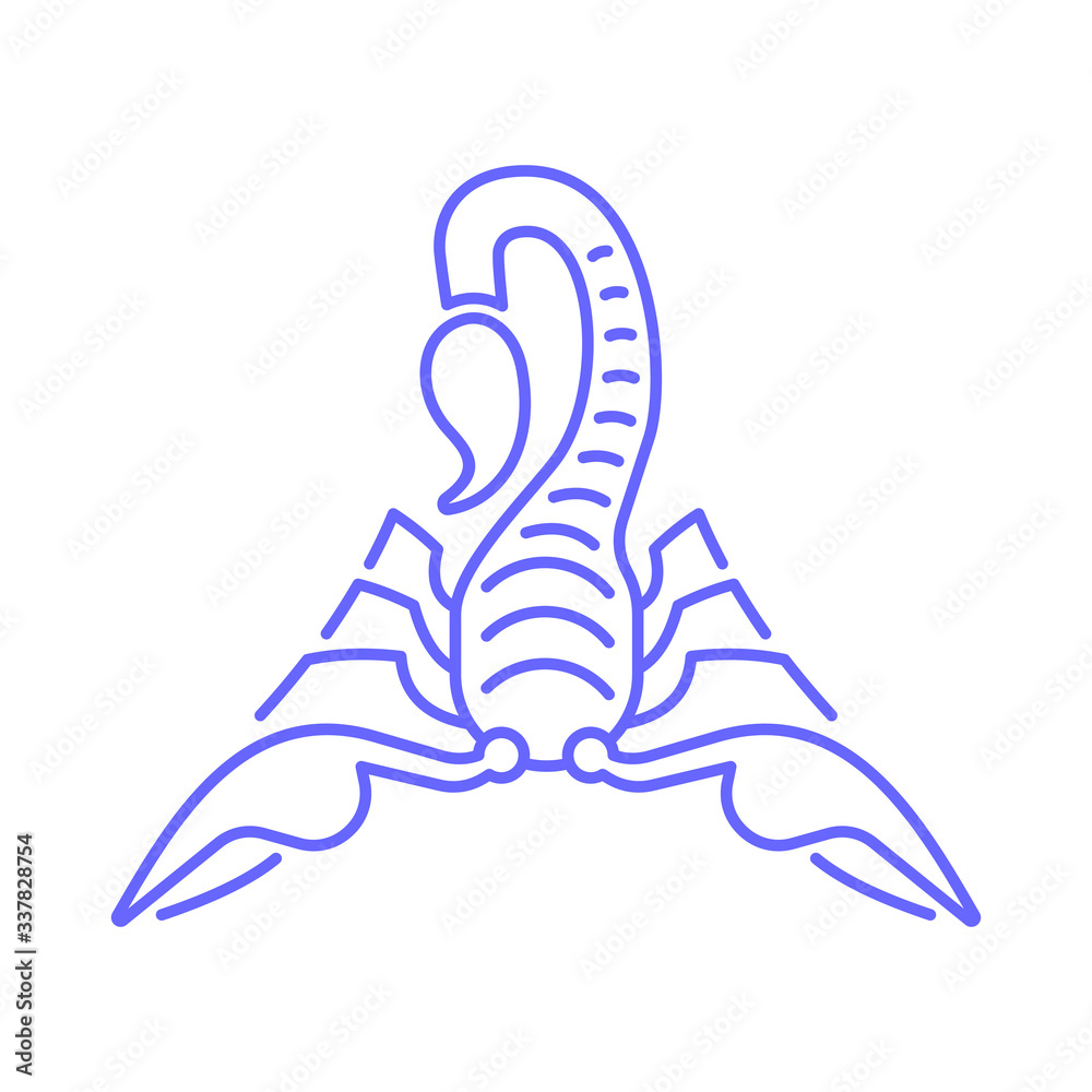 Scorpio star sign Scorpion astrological symbol, logo, emblem. Thin line ...