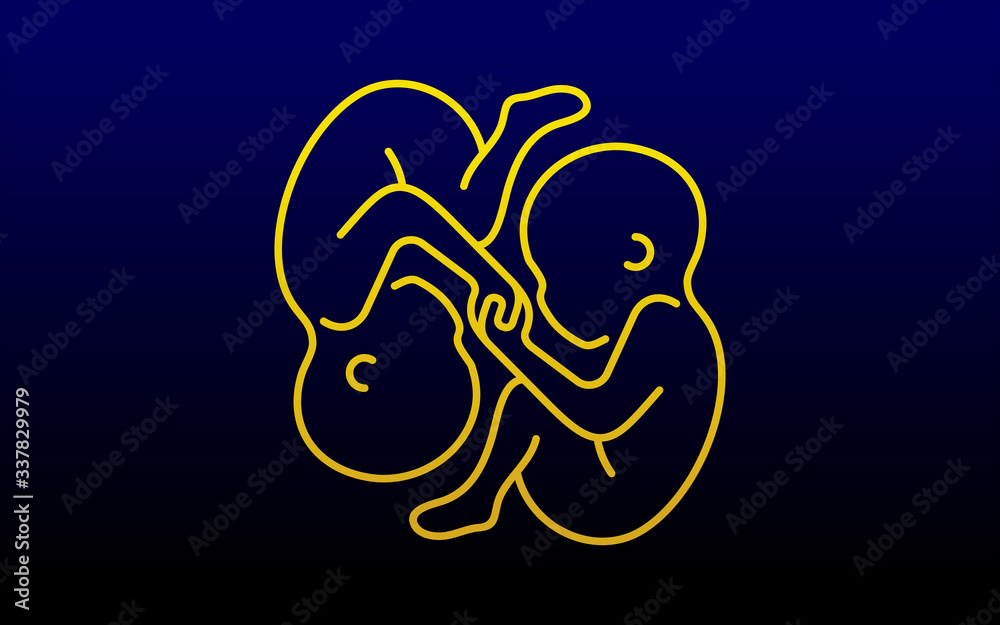Gemini star sign Twins astrological symbol, logo, emblem. Thin line ...