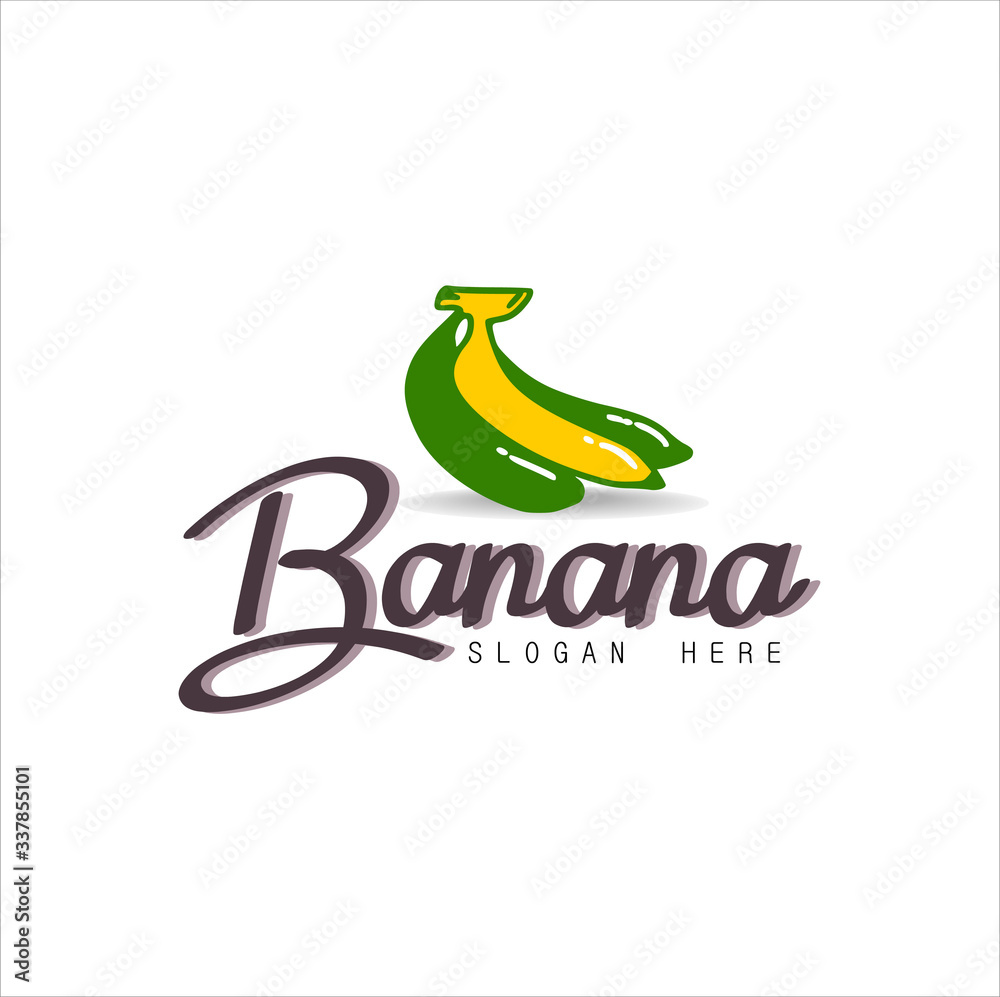 Fruit logo, banana logo. banana with frame, brand and white background ...