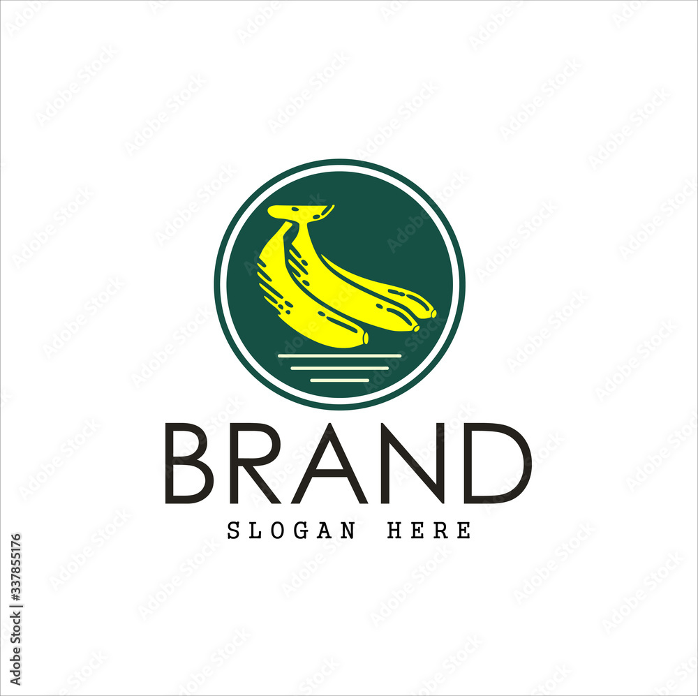 Fruit logo, banana logo. banana with frame, brand and white background ...