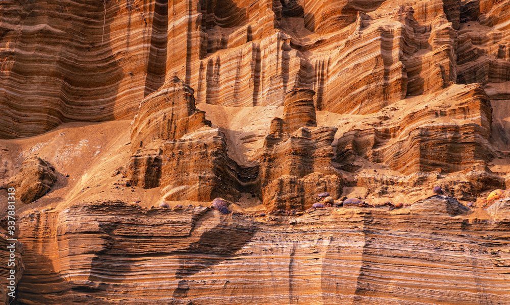 Layers of soil photographed in a sand quarry. Interesting sand ...