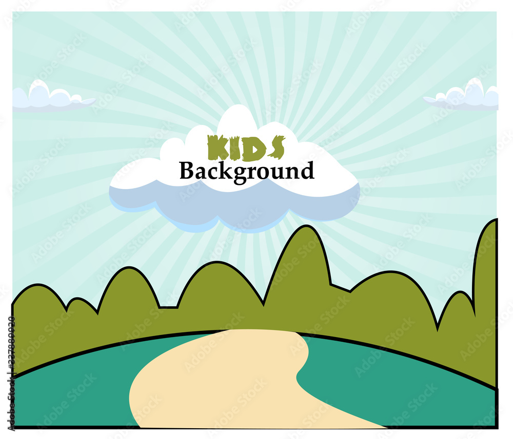 kids game background , cartoon background blue sky with trees in kids ...