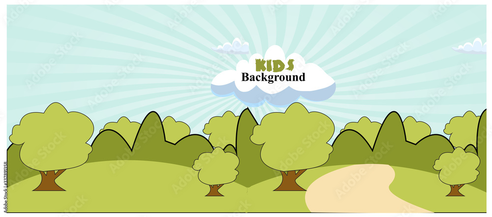 kids game background like cartoon background blue sky with trees in ...