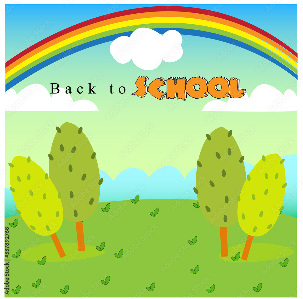 back to school kids game background like cartoon background blue sky ...