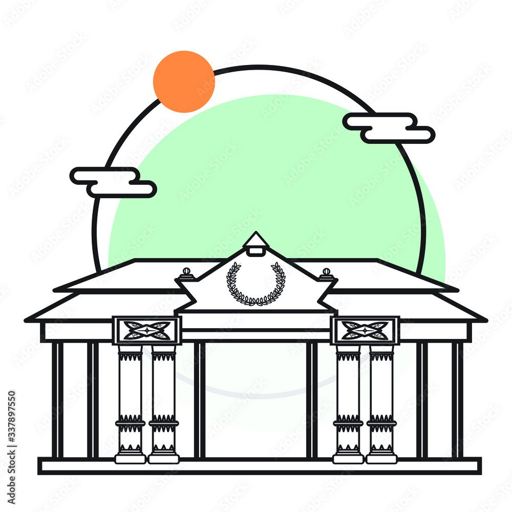 Flat vector illustration of a historic building in the city of ...