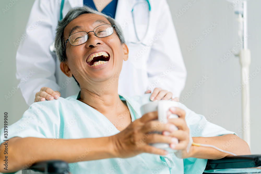 happiness senior asian patient big smile satisfaction with doctor ...