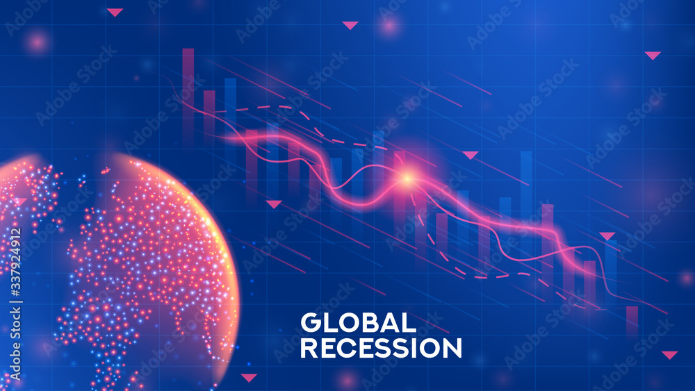 Global recession banner concept. Background concept with falling stock ...
