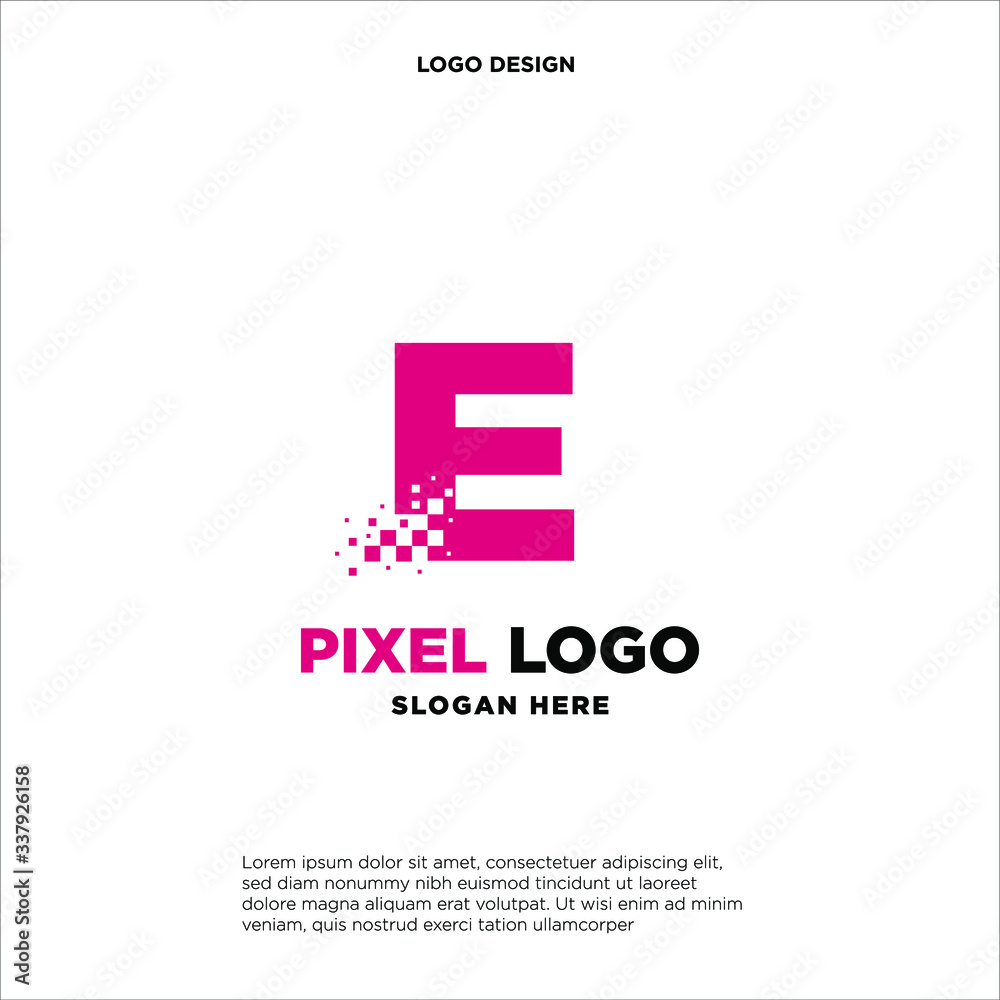 E Letter pixel logo design modern template Stock Vector | Adobe Stock