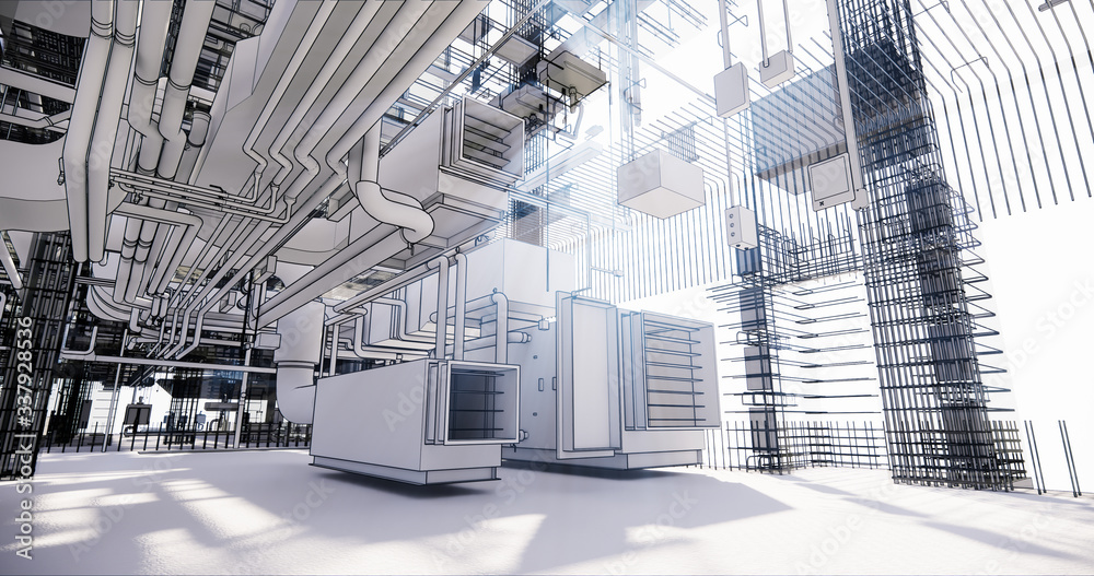 BIM model conceptual visualization of the utilities of the building ...