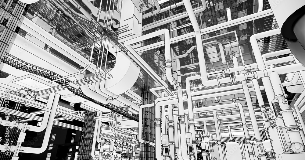 Conceptual visualization of the BIM model utilities of the building at ...