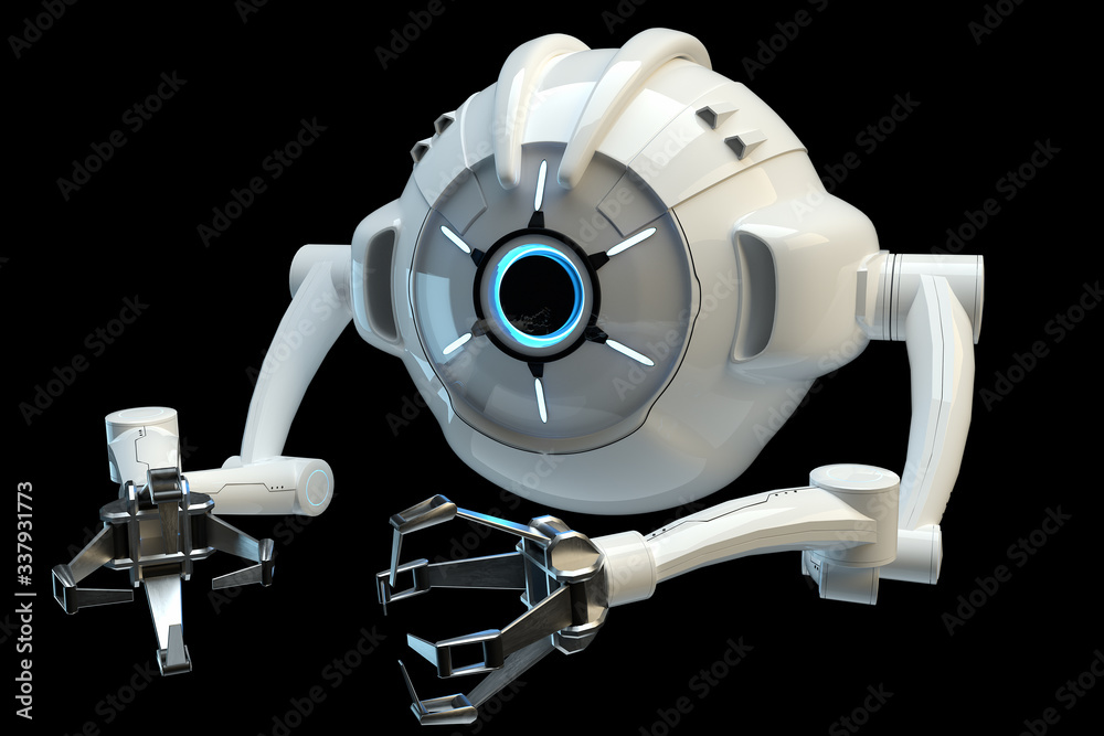 Medical concept in the field of nanotechnology, nanorobot isolated on a ...