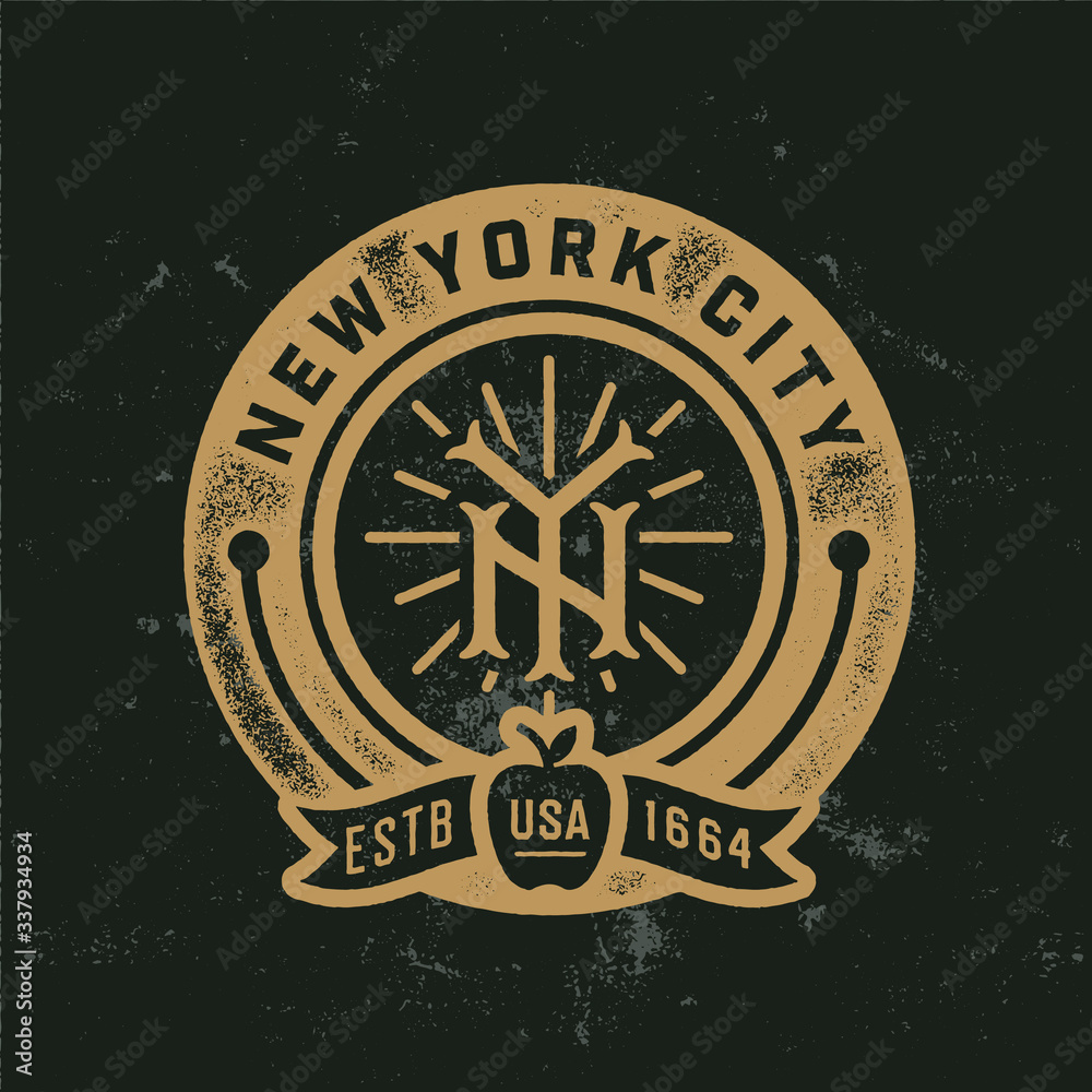 New York City Vintage Monogram Badge. Bold and Clean Retro Vector ...