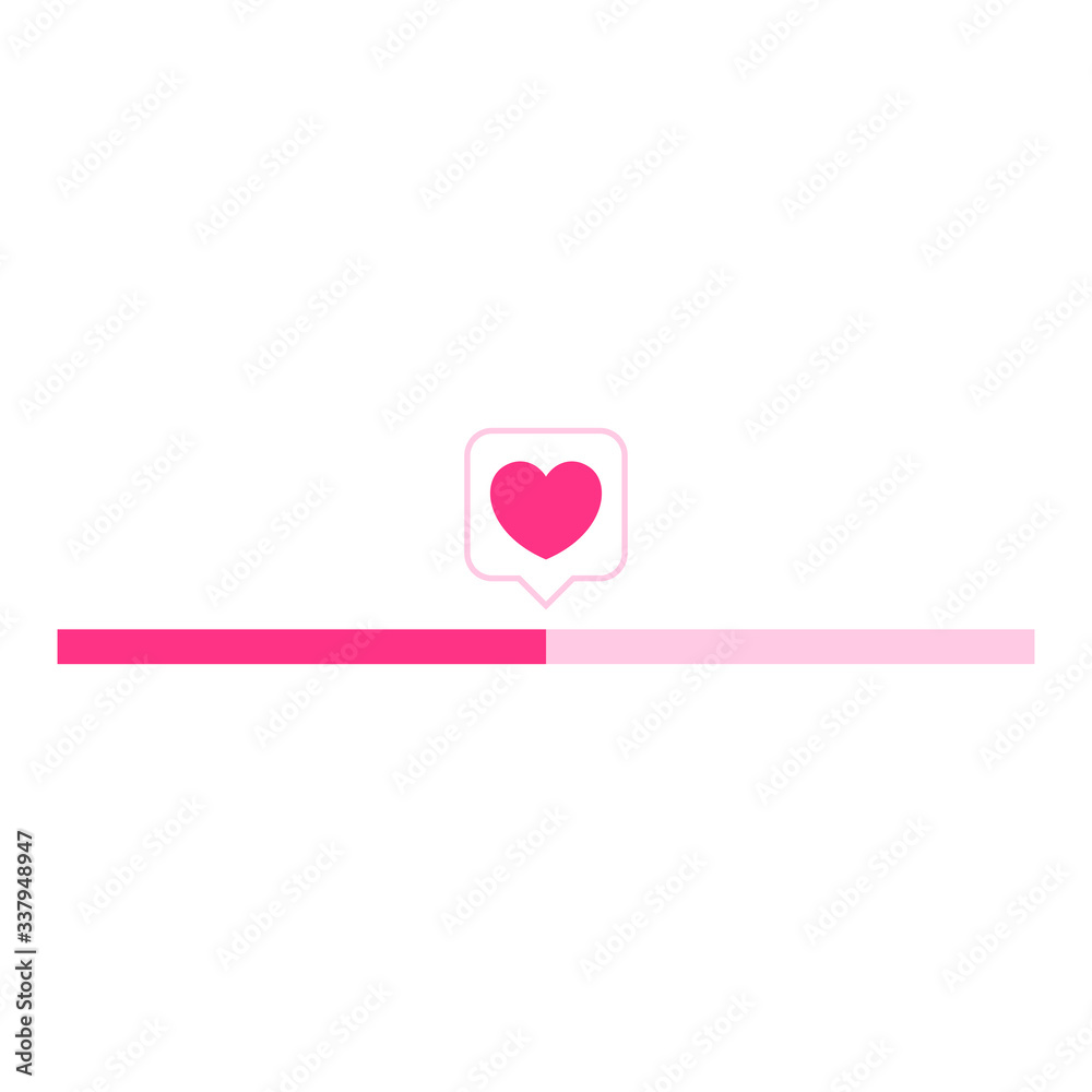 cute heart shape pink and progress bar in love concept, heart shape tag ...