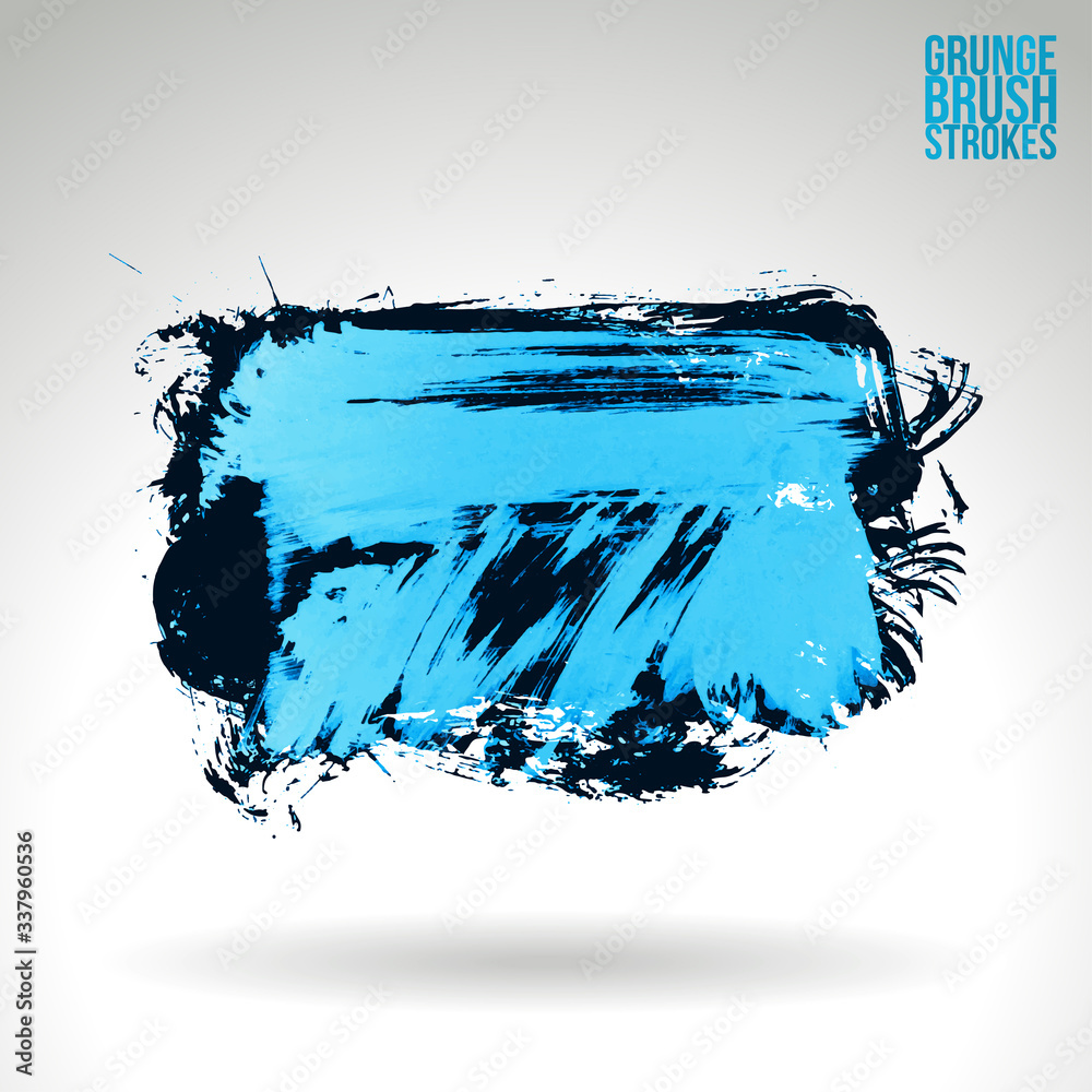 Blue brush stroke and texture. Grunge vector abstract hand - painted ...