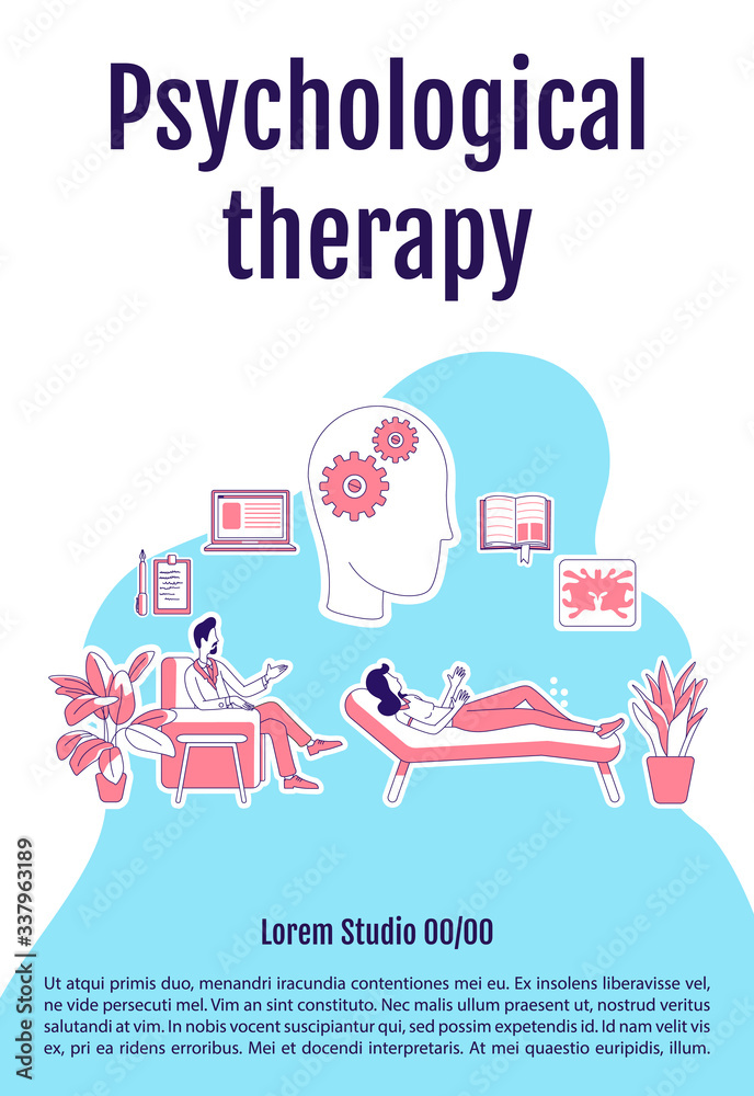 Psychological therapy poster flat silhouette vector template ...