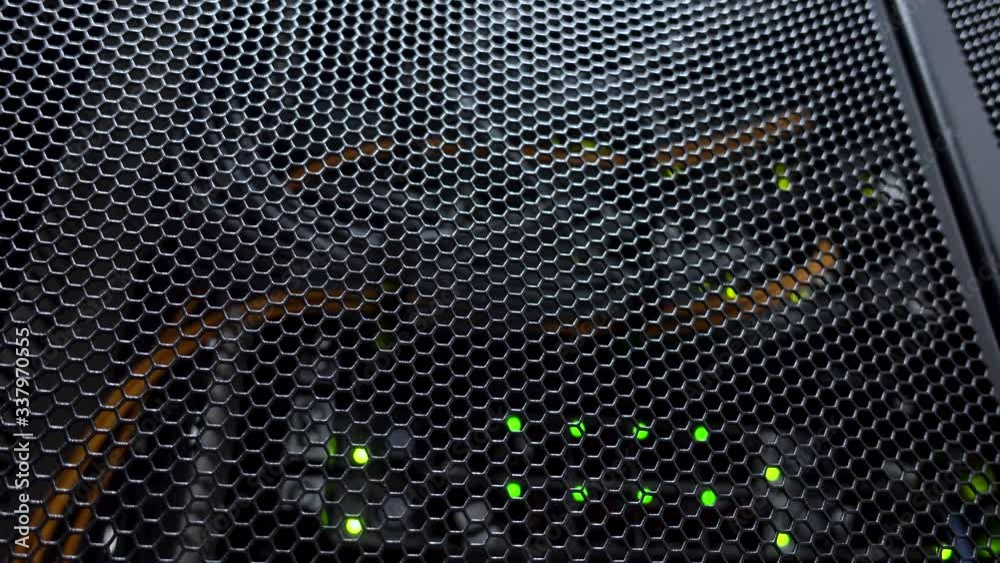 Metal server rack. Motion camera. Key Lock Server Rack vídeo do Stock ...