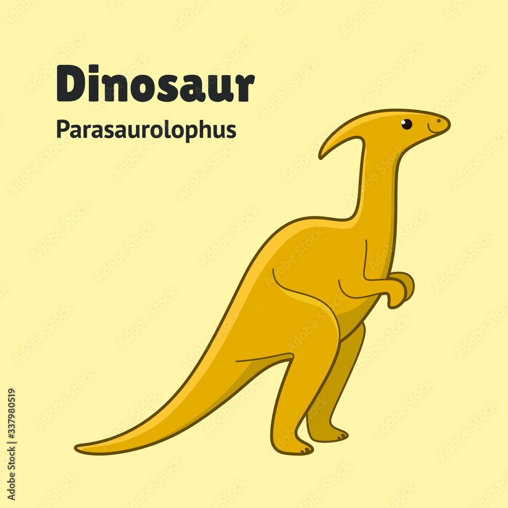 Cartoon dinosaur - parasaurolophus. Cute character for children. Vector ...