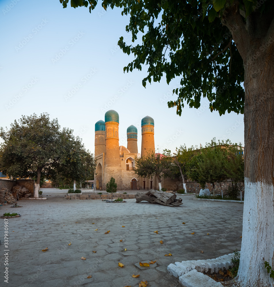 Char Minor (Chor Minor) madrasa in the historic city of Bukhara ...