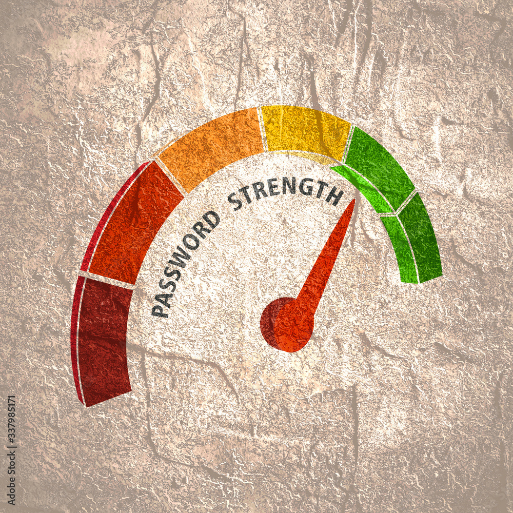 Abstract Meter Read Level Of Password Strength Color Scale With Arrow