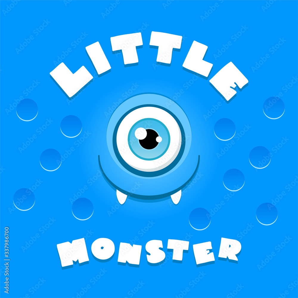 Little Monster. Illustrations of a smiling monster face in cartoon ...