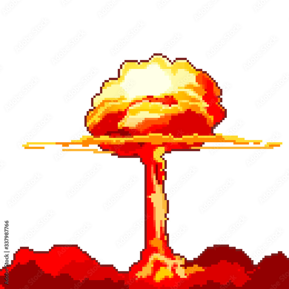 Vetor de Pixel nuclear bomb. Nuclear explosion. Pixel art 8 bit vector. Game icon do Stock ...