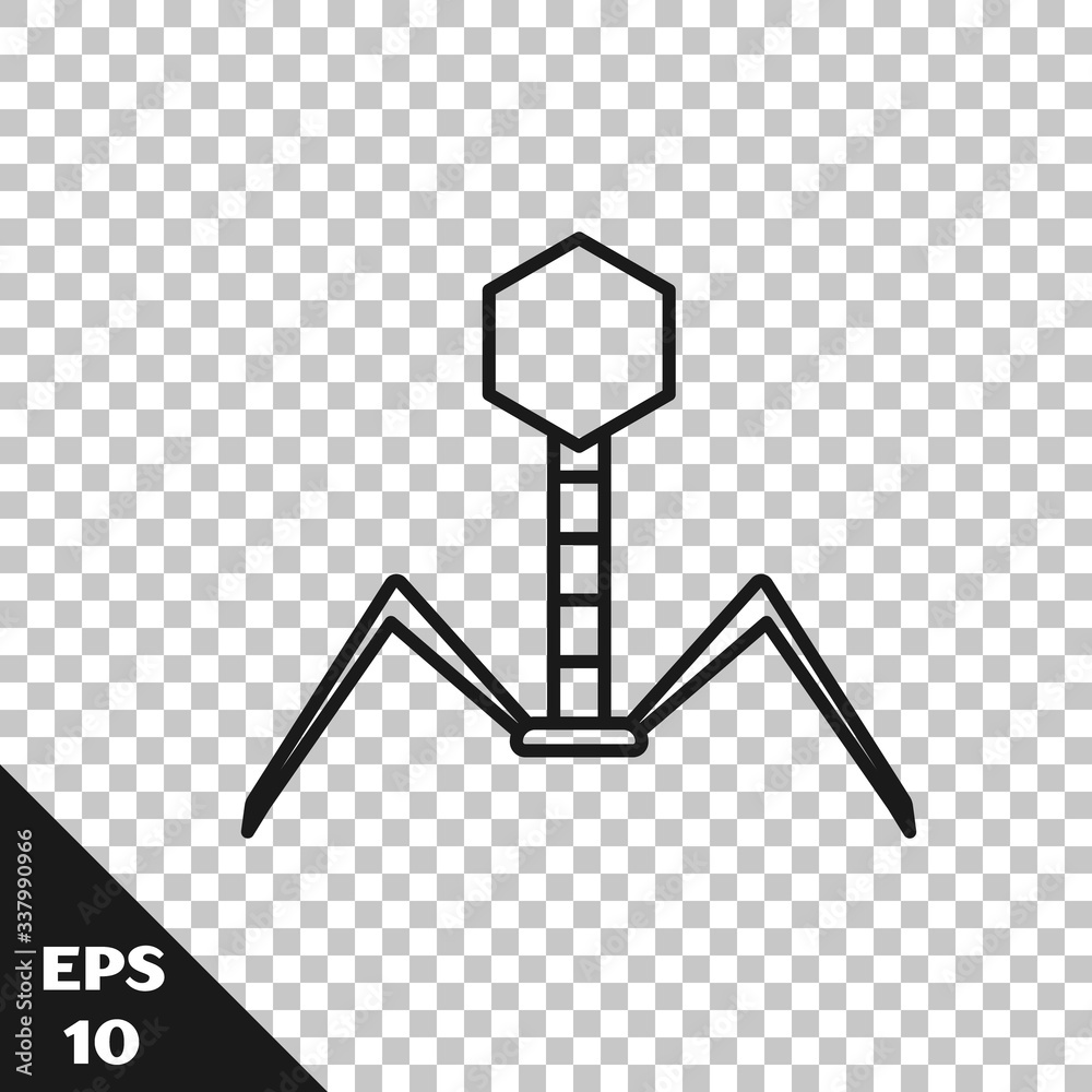 Vettoriale Stock Black line Bacteria bacteriophage icon isolated on ...