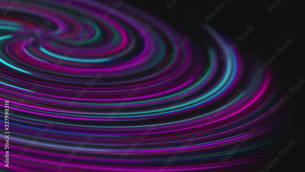 An abstraction of a hurricane drawing in neon rays. Multi-colored ...