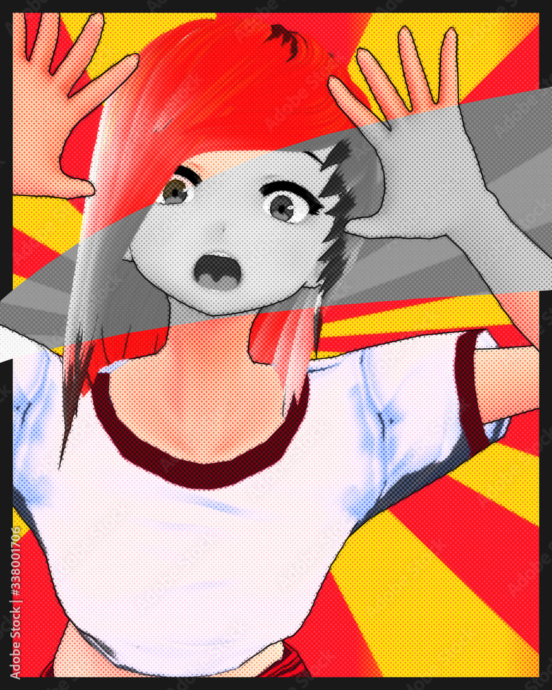 Anime Girl Cartoon Character Japanese Girl with Comic Effect with a ...