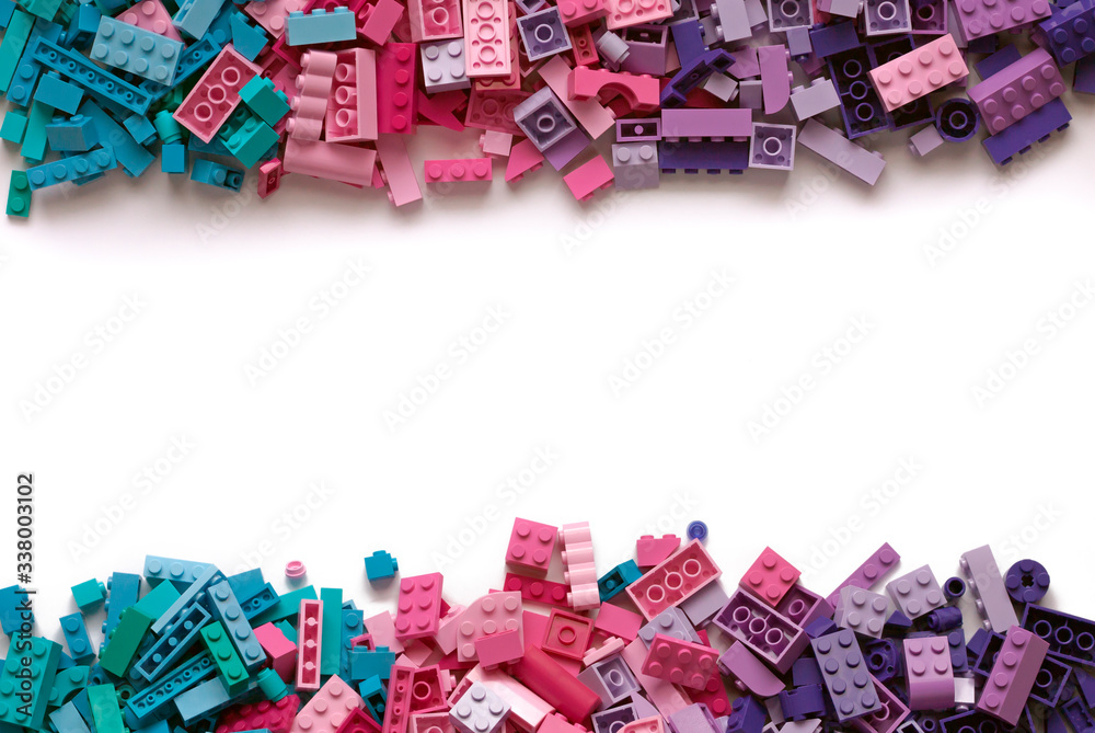 Colorful Toy Bricks Frame With White Empty Space For Your Content Stock