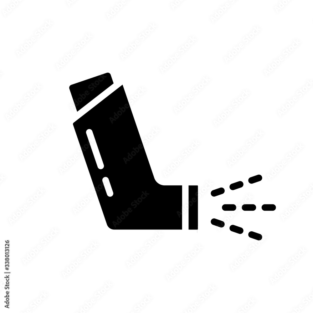 Silhouette Asthma inhaler. Outline icon of aerosol with sprayed ...