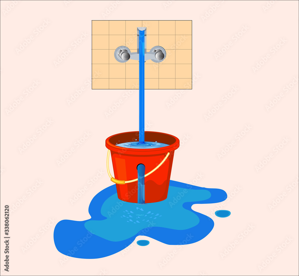 Water waste from running tap. Wastage of water theme for save water ...