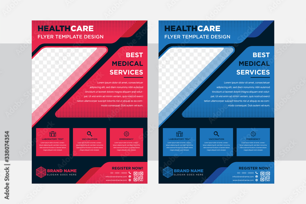 Healthcare cover a4 template design for a report and medical brochure ...