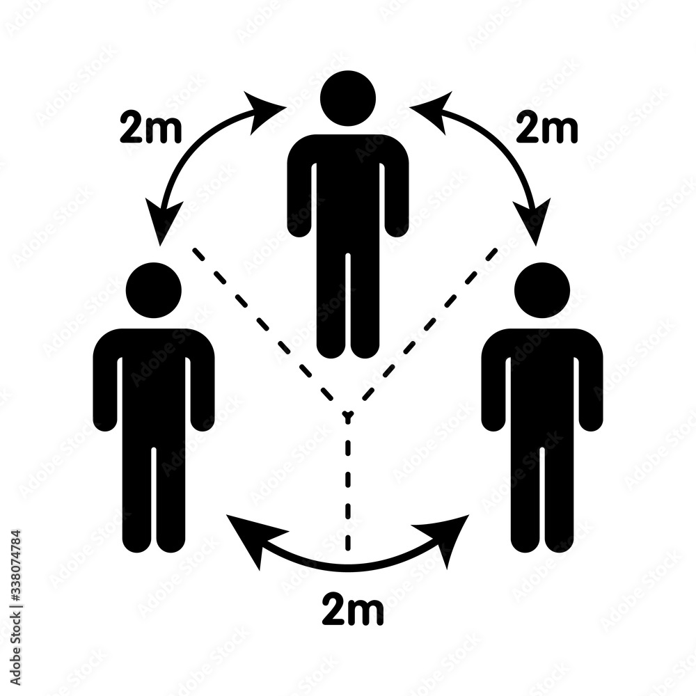 Safe distance between people. Recommended social distance 2 meters ...
