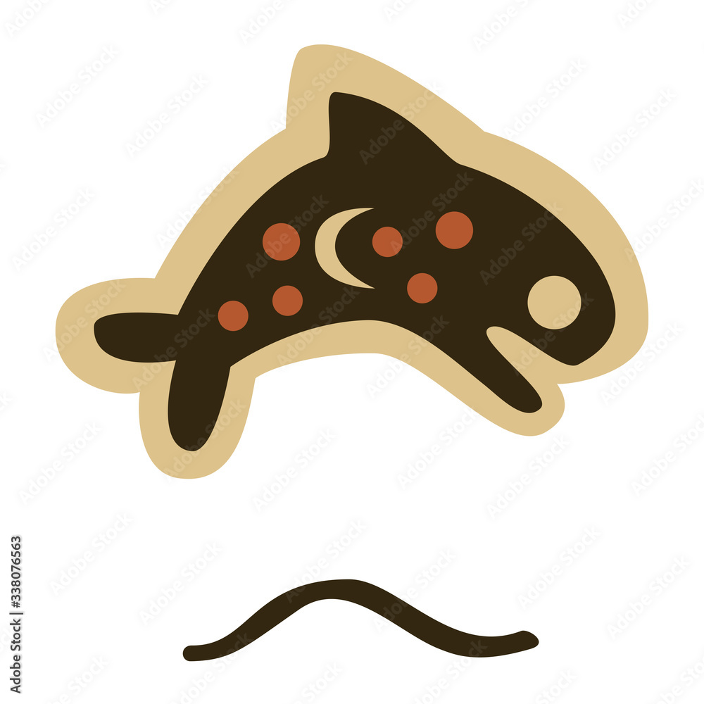 Vector drawing of a stylized fish jumping out of water. Can represent ...