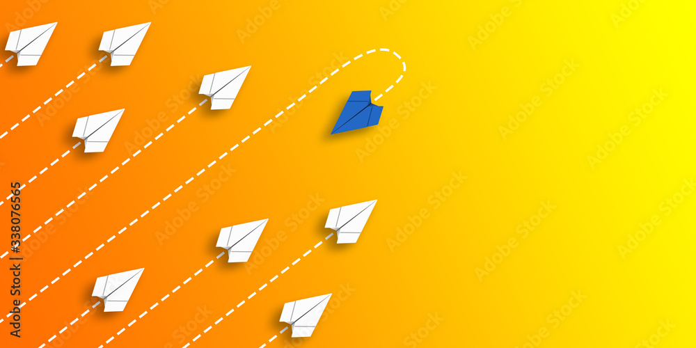 Paper plane that makes a difference by moving in a different direction ...