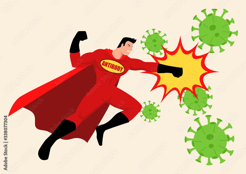 Superhero fighting viruses Stock Vector | Adobe Stock