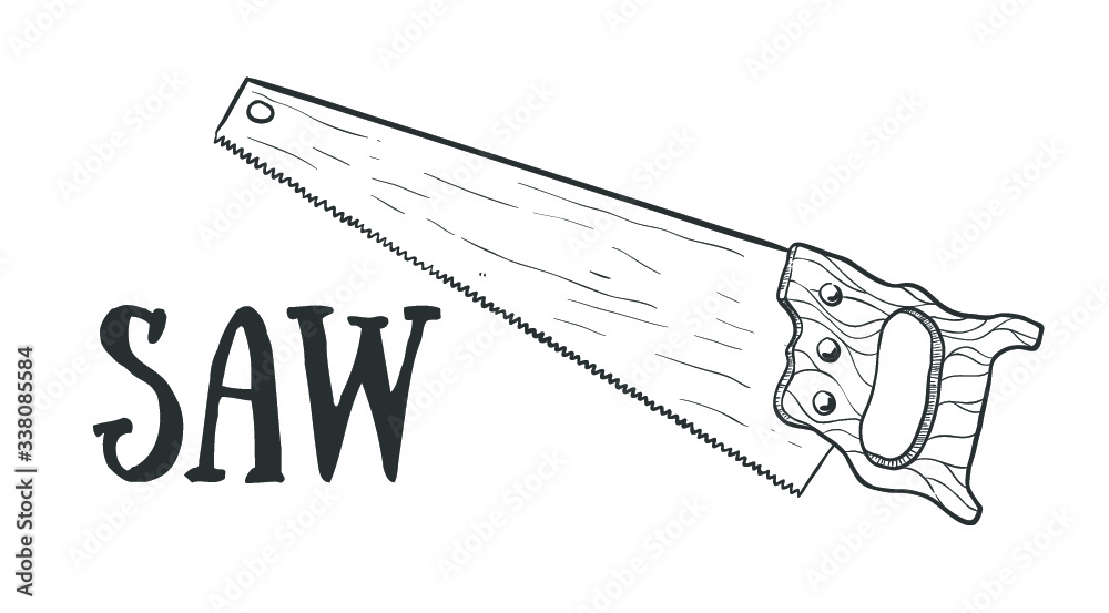 Hand drawn saw vector sketch. Doodle drawing. Vector sketch house ...