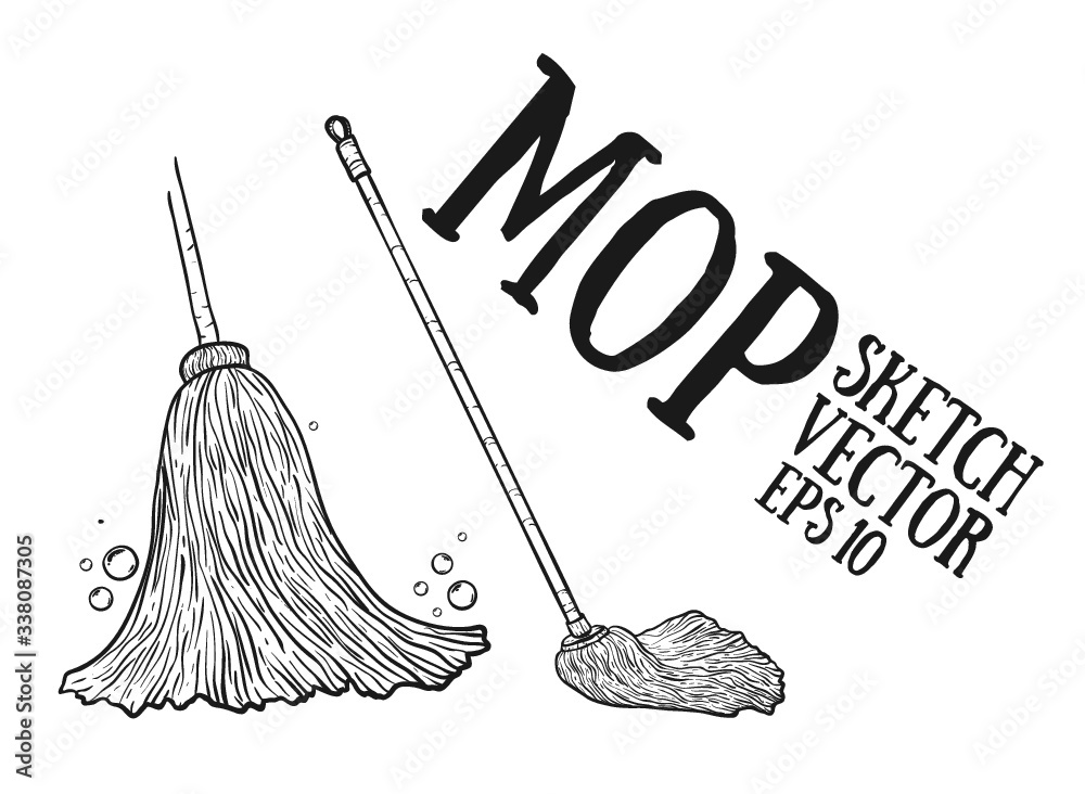 mop cartoon vector sketch , isolated on white background. Stock Vector ...