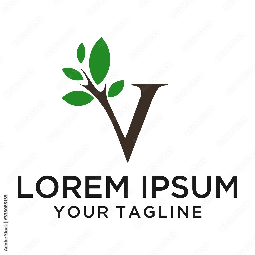 Letter V Tree Leaf Logo with Green Trees that grow rapidly for all your ...