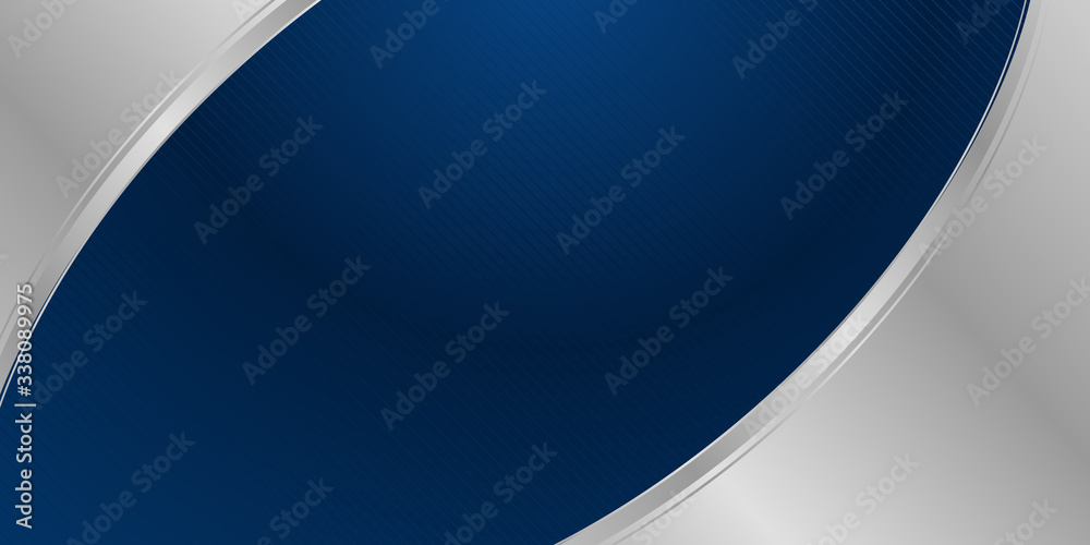 Navy blue silver curve shape background for presentation background ...