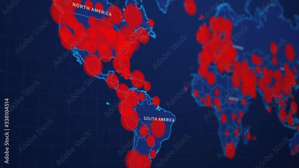 World map of the spread of virus infection. COVID-19. Influenza. MERS. SARS Stock-Illustration ...