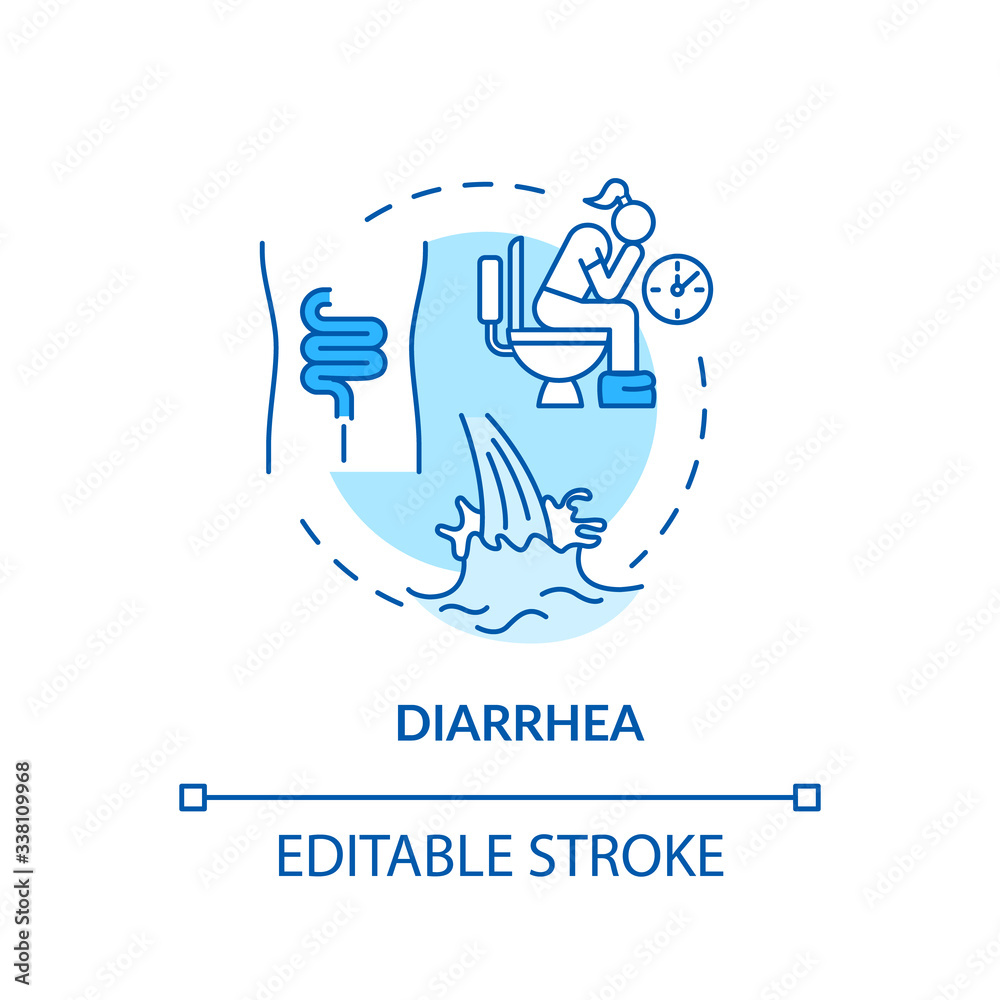 Diarrhea turquoise concept icon. Watery stool. Digestive problem ...