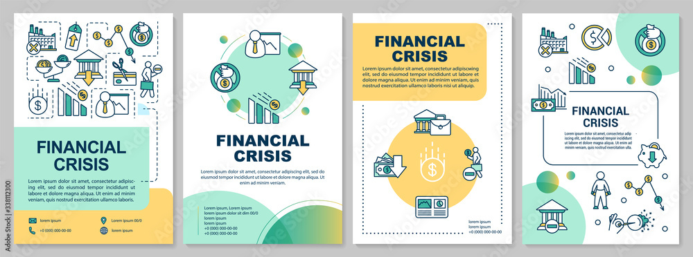 Financial crisis brochure template. Economic issue, stock market crash ...
